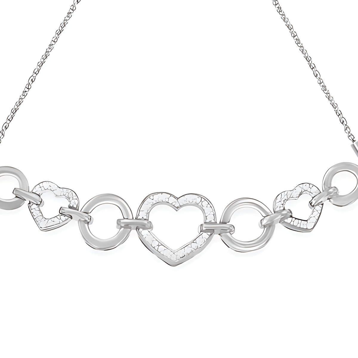 .925 Sterling Silver Diamond Accent Interlinking Triple Heart 4”-10” A ...